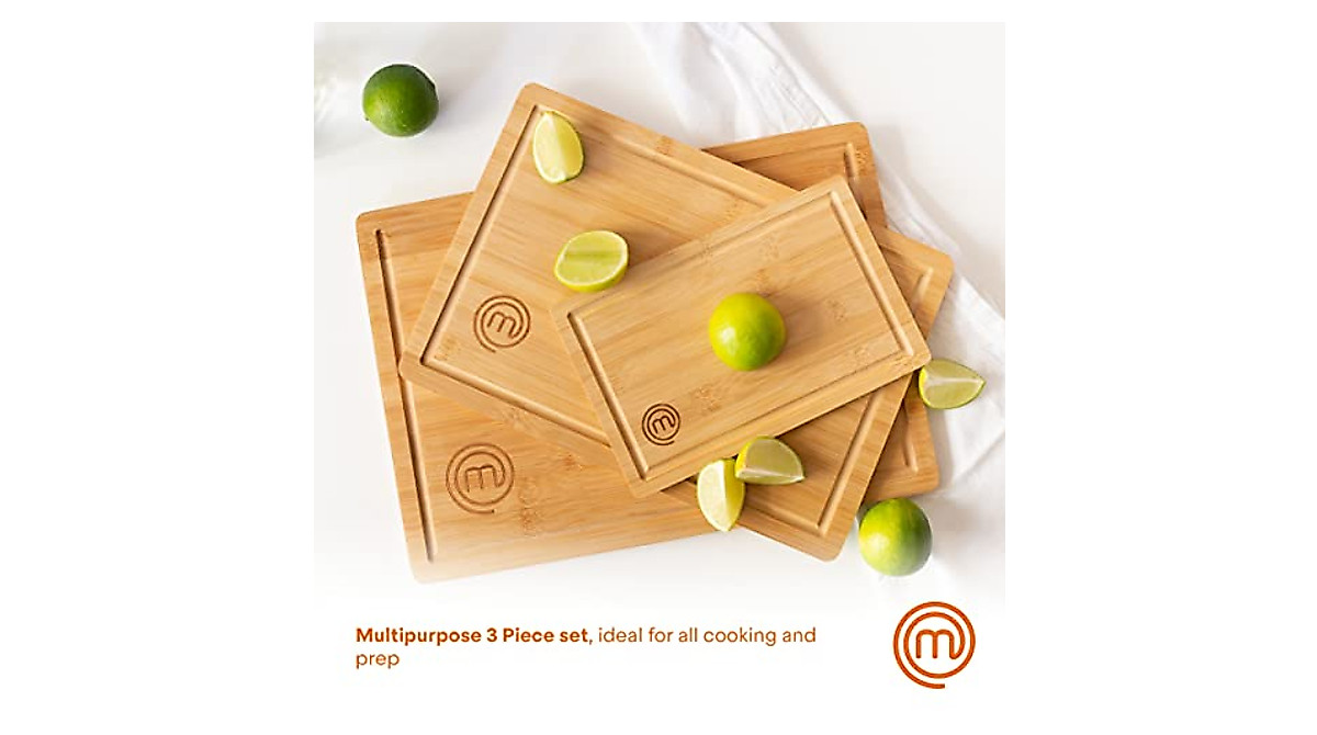 MasterChef Bamboo Cutting Boards Set of 3 - Professional & Eco-Friendly
