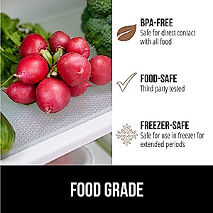 Gorilla Grip Precut Fridge Liners, 8 Pack, Waterproof Washable Shelf Liner, Slip Resistant, Slows Spills, Refrigerator Drawer, BPA Free, Mat for Glass Shelves, Fits Fruit Drawers, Freezer Safe, Clear