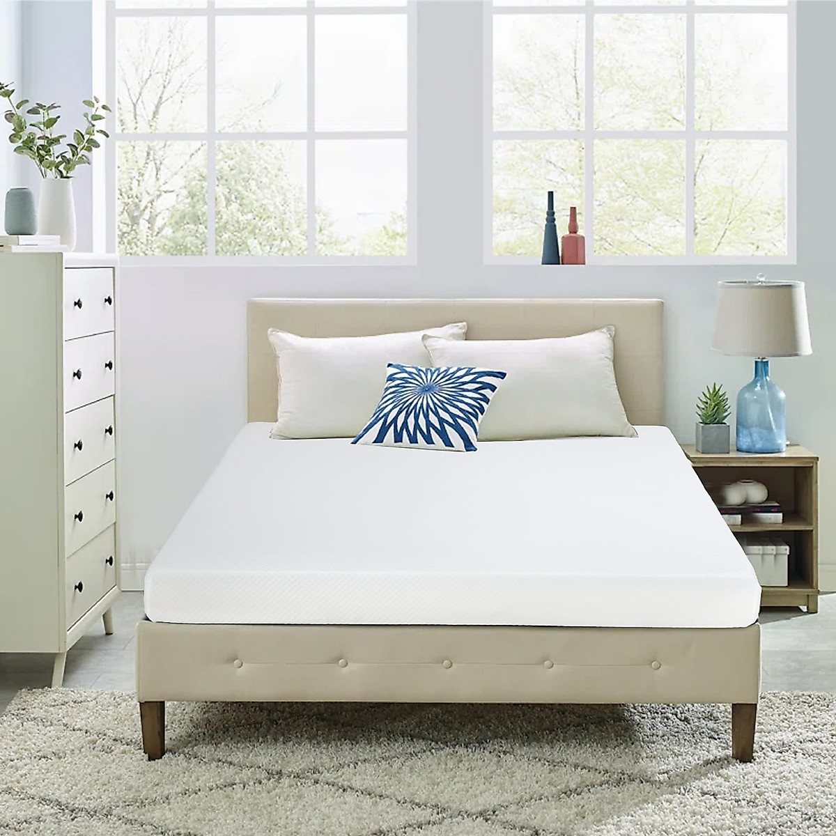 Haiput Wam 6 Inch Queen Mattress in a Box, Innerspring Mattress CertiPUR-US Certified, Double Mattress with Bamboo Charcoal Gel Memory Foam, Hybrid Mattress Queen Pressure Relief(6in Queen)