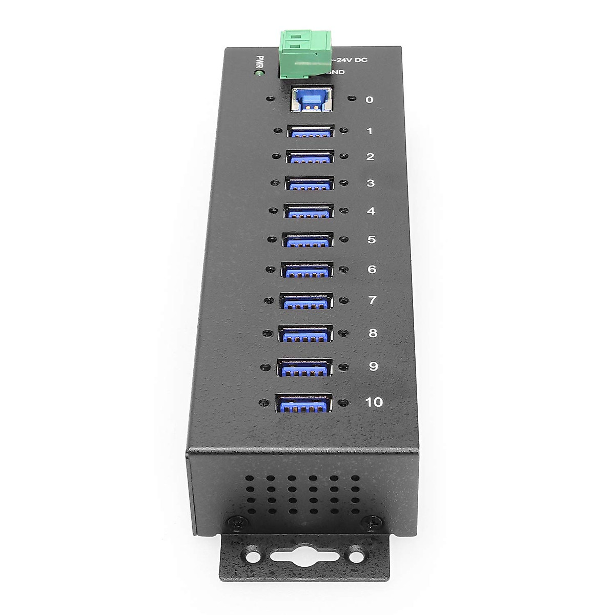 10 Port USB 3.2 Gen 1 Hub Surge Protection w/Din Rail Mounting