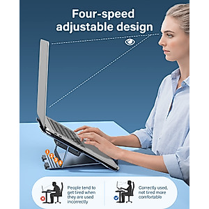 Laptop Stand, FOFOTOSS Adjustable Laptop Cooling Pad, Aluminum Laptop Cooler Stand for Desk, Multi-Angle Stand Compatible with MacBook Air Pro, All Notebooks 10-15.6" 【Semiconductor Refrigeration】