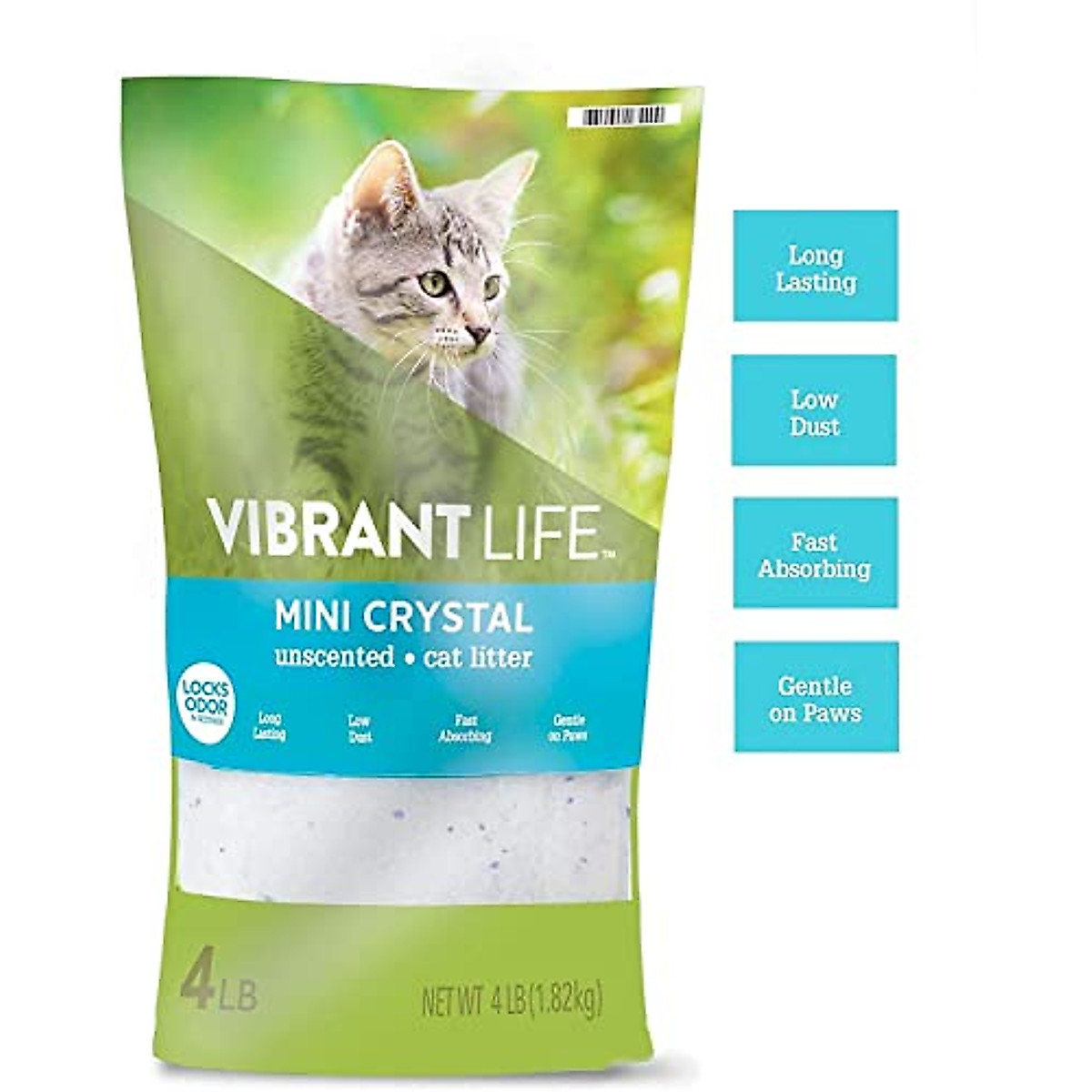 Vibrant Life Cat Litter Ultra Premium Crystals Litter, Unscented Non Clumping Cat Litter 4-Lb, 3 Packages One Pack