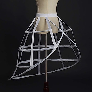 Pannier Petticoat Women Victorian Bustle Cages Hoop Skirt Cage Skirt for Women (Victorian White 4 Hoops)
