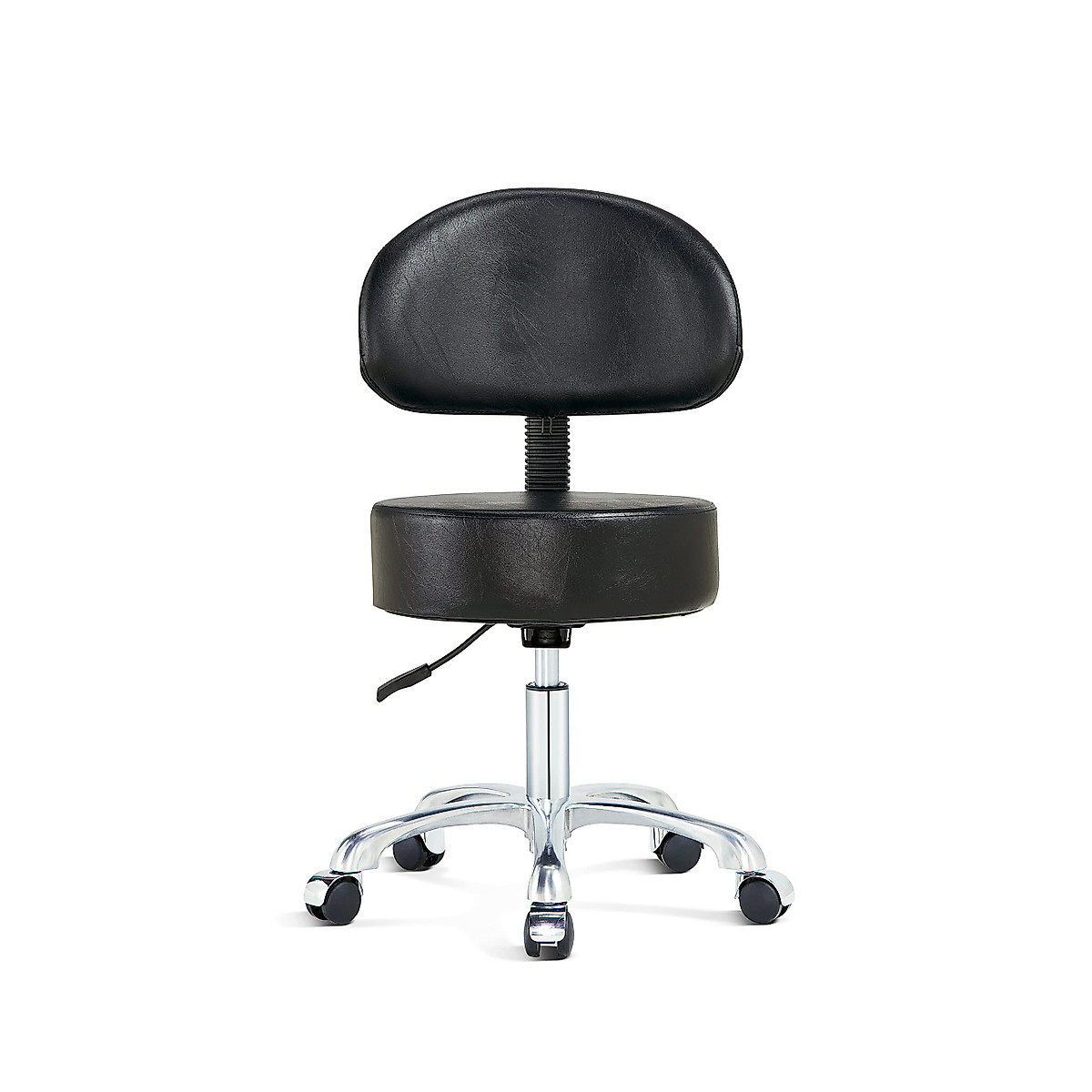Lilfurni Swivel Rolling Stool Round Chair,Thick Sturdy Padding,Adjustable Stool with Wheels for Doctor,Medical,Massage Salon,Office,Shop(Black) (with Back, Black)