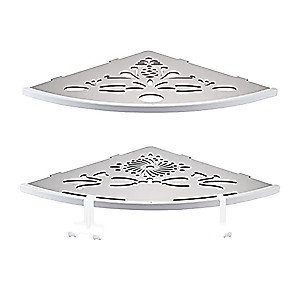 UNI-DRAIN Shower Corner Shelves with Robe Hook and Razor Holder, 2 PCS Pack in Stainless Steel and Anti-Fingerpint Coated.