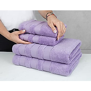 American Soft Linen Salem Bath Towel Set, 6 Piece Towels for Bathroom, 100% Turkish Combed Zero Twist Cotton, 2 Bath Towels 2 Hand Towels 2 Washcloths, Lilac