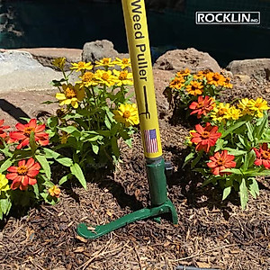 Rocklin™ Stand Up Weed Puller Tool - 4 Claw Steel Head - 48 inch Handle - 100% Metal - Easily Remove Weeds Without Bending or Kneeling