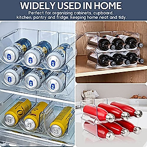 GELBEKUH 4 Pack Water Bottle Storage Stackable Water Bottle Organizer Water Bottle Rack, Soda pop, Sports Drinks, Wine, Bottle Holder for Kitchen, Cabinet, Countertop, Fridge (Clear)