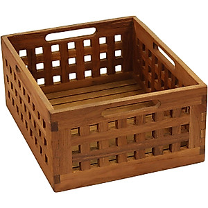 AquaTeak Grate Medium Size Teak Storage Bin