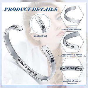 MTLEE 30 Pcs Inspirational Bracelets Bulk for Women Cuff Bracelets Silver Personalized Hidden Message Bracelet Gifts(Novel)