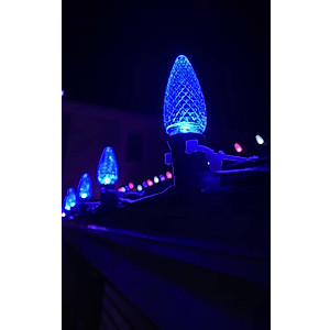 C9 LED Replacement Bulb by MIK Solutions (Pack of 25) LED Blue Replacement Christmas Light Bulbs Faceted Retrofit Candle Shape Commercial Grade E17 Socket Roof Lights Bulbs