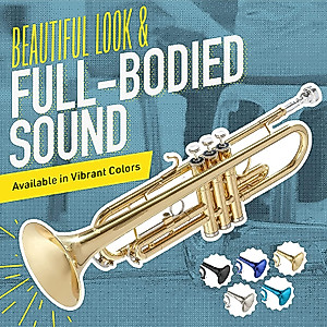 Mendini By Cecilio B Flat Bb Trumpets for Beginner or Advanced Student - Gold (Renewed)