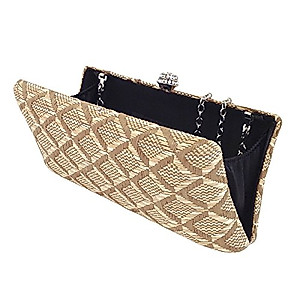 Geometric Patterned Raffia Straw Box Clutch, Natural