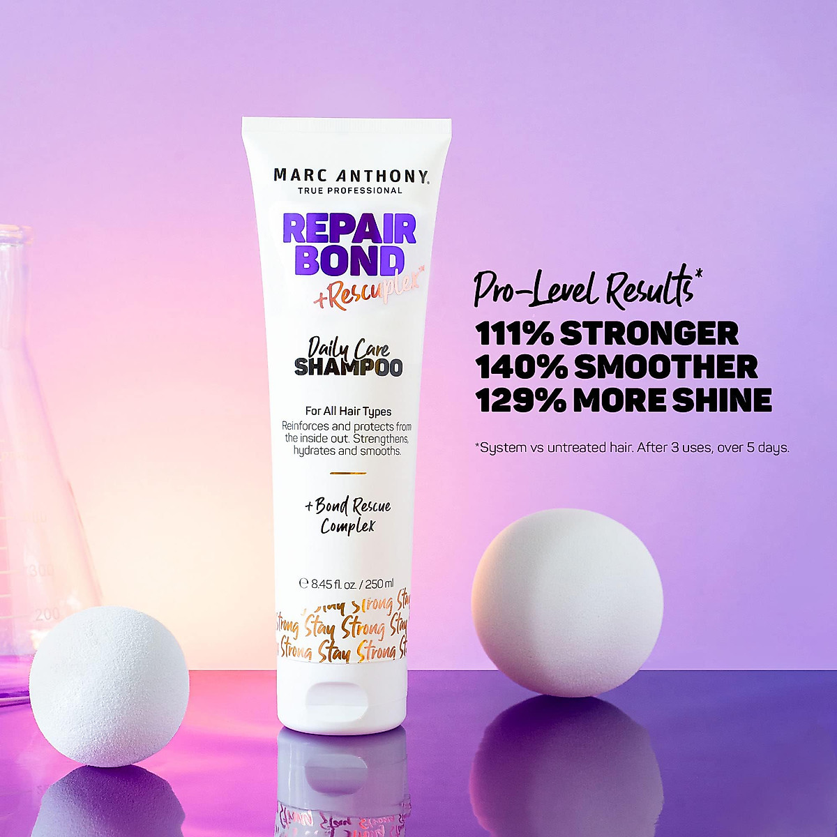 Marc Anthony Repairing Shampoo, Repair Bond +Rescuplex - Repairs, Strengthens & Maintains Bonds within Hair - Eliminates Frizz, Flyaways & Reduce Breakage - Dry & Damaged, Professional Treatment