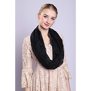 Grettytling Soft and Comfortable Mantilla Veils Spanish Style Lace Infinity Veil Mantilla Latin (Black)