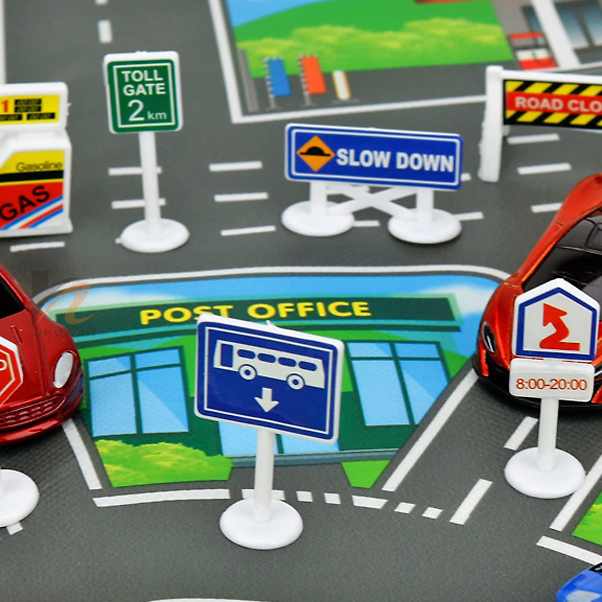 56Pcs Traffic Road Signs Playset Street Signs, Traffic Lights Mini Traffic Cones & Crosswalk Signal Toys for Kids Playing