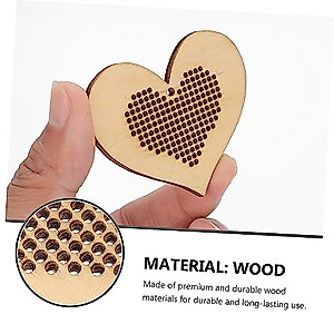 SEWOART 5pcs Cross Stitch Wood Pieces Heart Pendant Embroidery Kit Handmade Wooden Craft Shapes Cross- Wood Slice Wooden Hanging Hearts DIY Handmade Cross-Stitch Wooden Chip Ornament