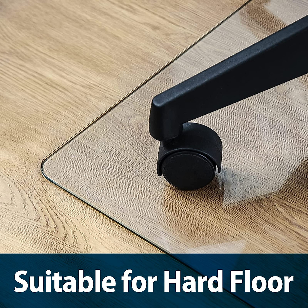 TEAKMAMA 36" x 46" Office Chair Mat Tempered Glass Chair Mat, Highly Transparent Floor Mat, 1/5" Thick Office Chair Mat, Office Chair Mat for Carpet or Hardwood Floor with 4 Anti-Slip Pads