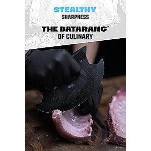 Dalstrong Ulu Knife - 7 inch - BATMAN™ Shadow Black Edition - High Carbon 7Cr17MoV Steel - Black Titanium Kitchen Chef Knife - Rocking, Mincing, Slicing Meat & Herb Knife - G10 Handle - Sheath Cover