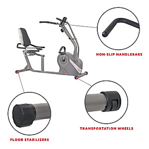 Sunny Health & Fitness Cross Trainer Magnetic Recumbent Bike with Arm Exercisers - SF-RB4936, Silver