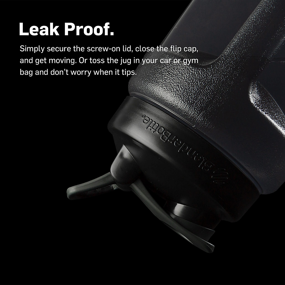 BlenderBottle Half Gallon Water Bottle, Koda Large Water Jug, 74-Oz, Black, 2.2-Liter