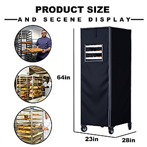 Bakery Rack Cover with Zipper, 20tier Sheet Pan Rack/Bun Pan Rack Cover with Vents, Bread Rack Cover ，23"X28"X64" High Density Waterproof and Dustproof Bread Rack