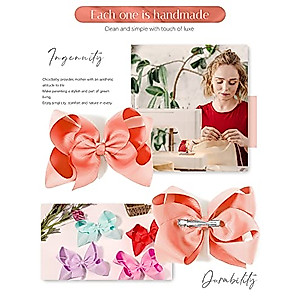 Choicbaby 28pcs 6 Inches Grosgrain Ribbon Hair Bows Large Hair Bows Alligator Clips Hair Accessories for Baby Girls Toddlers Teens
