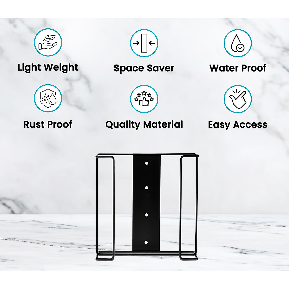 Alpine Industries Double Box Wire Wall Mount Glove Dispenser - Mounted Organizer Rack for Disposable Surgical Glovebox & Tissue Boxes - Hanging Lab & Kitchen Storage (Black, 2 Box)