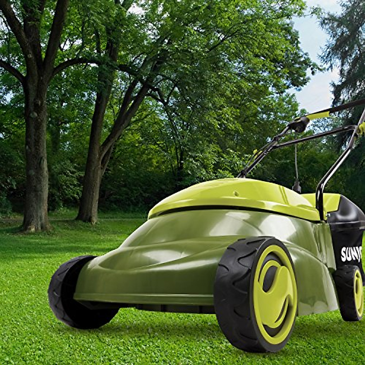 Sun Joe MJ401E-PRO Electric Lawn Mower w/Collapsible Handle, 3-Position Height Control, 10.6-Gallon Bag and Side Discharge Chute, 14"/13 Amp, Green