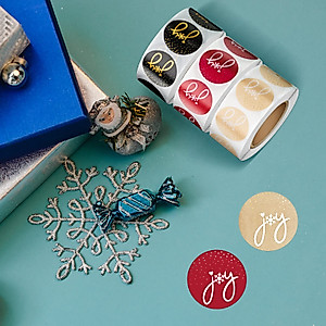 Chinco 1500 Pieces Joy Christmas Stickers for Envelopes Seals Decorative Christmas Joy Card Stickers Decals Labels for Xmas Party Favors Supplies Decoration, 1 Inch