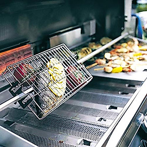 only fire 6042 BBQ Stainless Steel Flat Spit Rotisserie Grill Basket for Any Grill, Fits 1/2" Hexagon, 3/8" Hexagon, 3/8" Square&5/16" Square Rotisserie Spit Rods