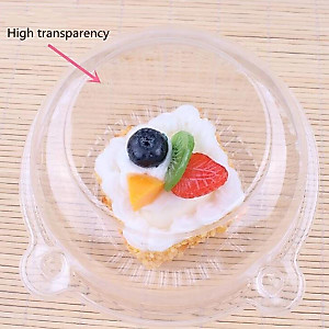 Skydume 100 PCS Plastic Single Individual Cupcake Muffin Dome Holders Cases Boxes Cups Pods