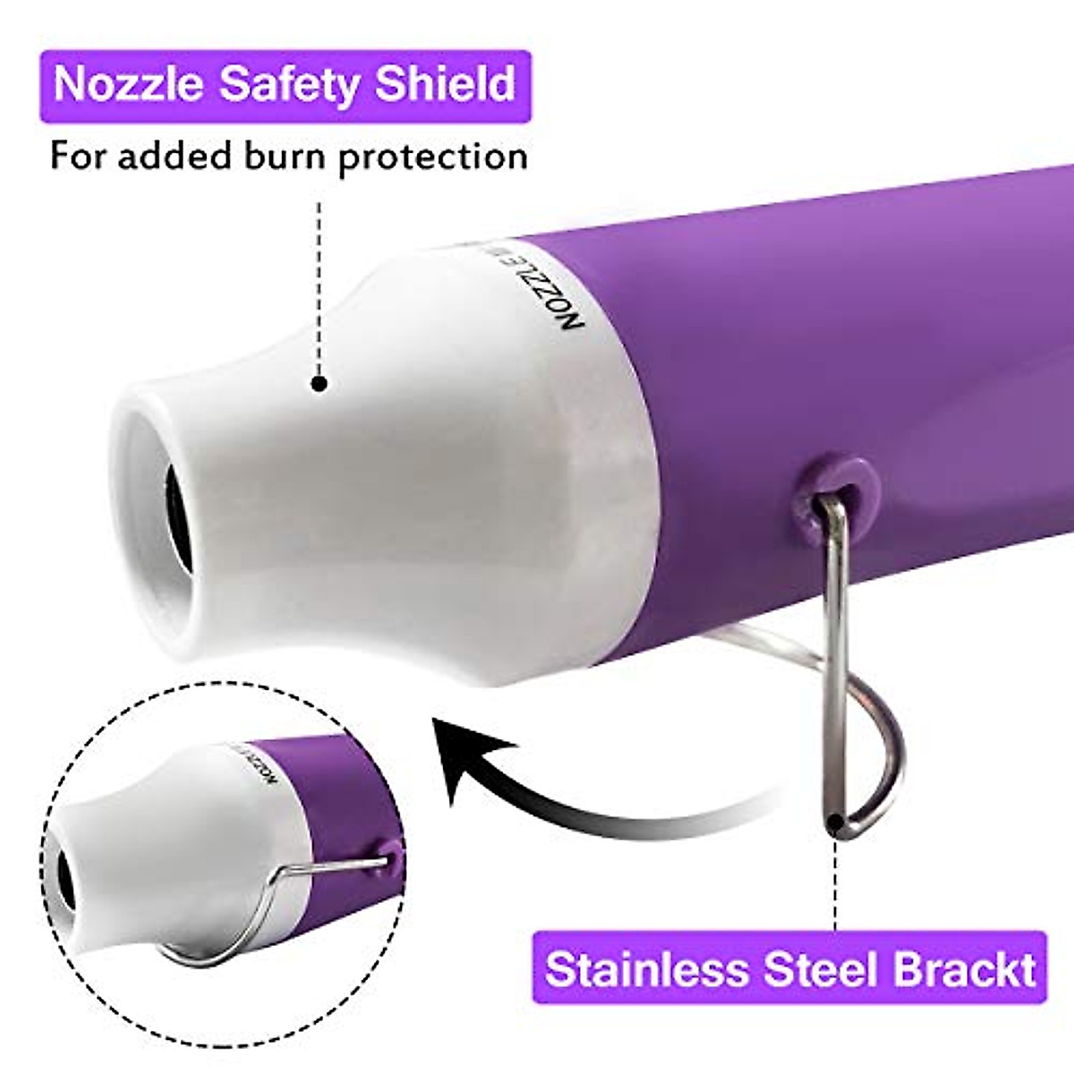 Mlife Mini Heat Gun - 300 Watt - Dual-Temperature Heat Tool with 6.5FT Power Cord for DIY Acrylic Resin Cups Tumblers Embossing Shrink Wrapping Paint Drying Crafts Electronics DIY (Purple)