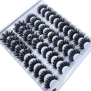 HBZGTLAD 20 pairs 3D Mink Lashes Natural False Eyelashes Dramatic Volume Fake Lashes Makeup Eyelash Extension Silk Eyelashes(F082)