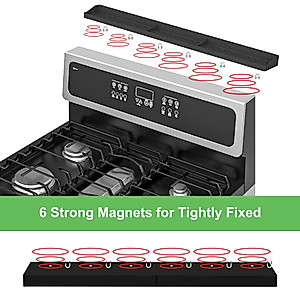 Weiwavivi 30 Inch Silicone Stove Top Shelf Magnetic for Kitchen, Strong Magnetic Heat Resistant Spice Rack Organizer for Over Stove Oven - (Black)