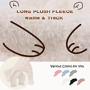 Fleece Baby Hat and Mitten Set Winter Toddler Beanie Warm Scarf Infant Ears Earflap Hood Scarves Caps for Baby Boys Girls (White, S)