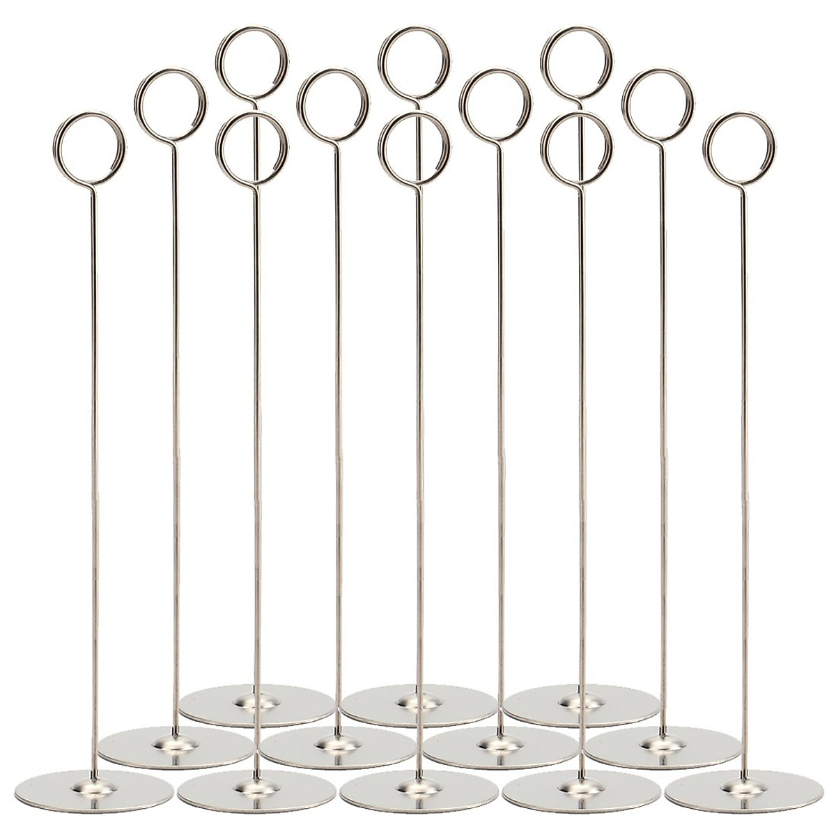 Tosnail 12 Pack 12" Tall Stainless Steel Table Number Holder Table Card Holder Table Number Stand Place Card Holder Table Photo Holders