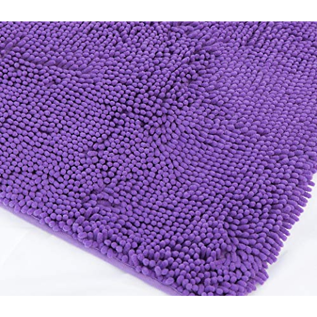 Luxury Chenille Bath Mats and Ombré Shower Curtain Set, Ultra Soft Non-Slip High Pile Water Absorbent Shaggy Chenille Bathroom Rugs and Abstract Mosaic Shower Curtain 15 Piece Set-Jasmine (Purple)