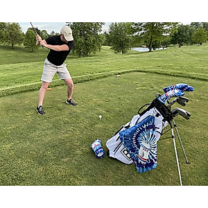 Natural Slice Blue Tie Dye Driver 460cc Club Headcover Handmade by BeeJos