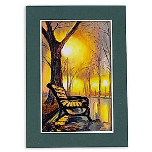 11x14 Mat Bevel Cut for 9x12 Photos - Acid Free Forest Green Precut Matboard - for Pictures, Photos, Framing - 4-ply Thickness