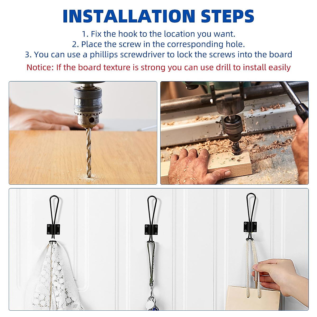 5 Pack Rustic Entryway Hooks - Black Wall Mounted Coat Rack with Metal Screws, Vintage Double Coat Hooks, Durable and Easy to Install Farmhouse Hooks for Hanging Clothes, Coats, Hats