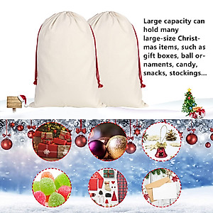 Inspireyee 6 Pack Large Christmas Bag Santa Sacks Xmas Canvas Cotton Xmas Sack Stocking with Drawstrings (Pattern 7, 19.5 X 27.5)