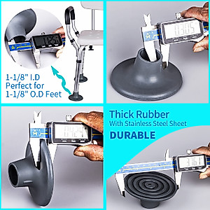 4 Packs Replacement Feet Pads for Shower Chair Bath Seat, 1-1/8" I.D Slope Rubber Feet Caps Universal Fit for Bath Stool, Shower Bench Legs Bathtub Transfer Benches Suction Cup Feet