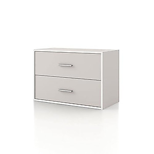 HOMES: Inside + Out Apexa 2-Drawer Wooden Stackable Storage Drawers, Small Food Pantry Cabinet, Cajonera De Madera, Underbed Drawer Dorm Teen Room Decor & Bedroom, Home Office, Kitchen, Taupe Grey