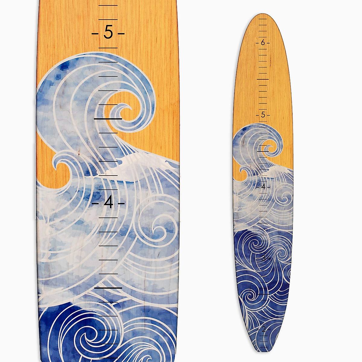 Headwaters Studio Surf Board Growth Chart - Wooden Surfboard Decor, Small Surfboard, Baby Growth Chart for Wall, Grow Chart, Baby Wall Growth Chart, Baby Measuring Board - Wave - 57"x10"x1/4"