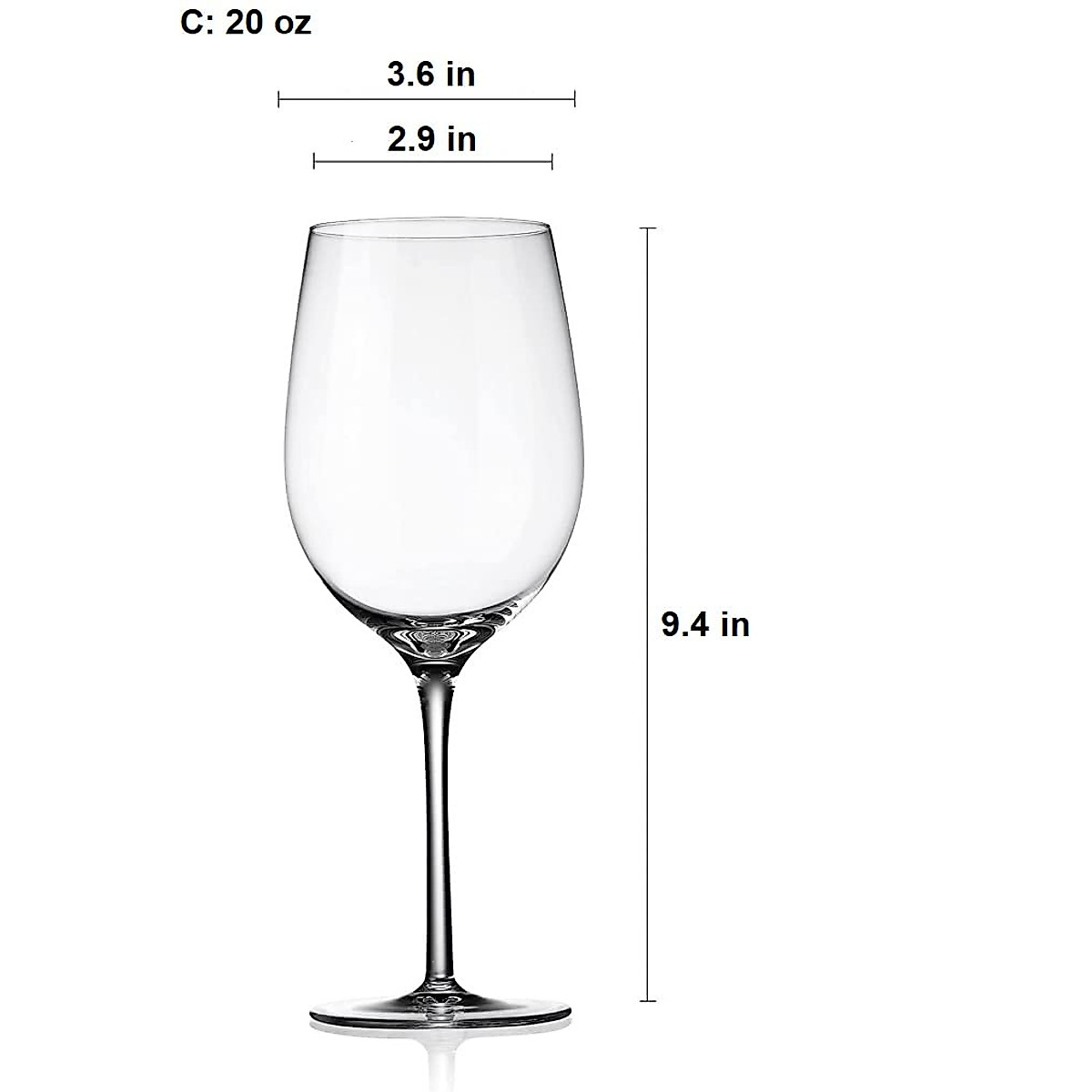 KING CRYSTAL Set of 4 wine glasses | Italian Style | Premium Crystal Clear Glass | Long Stem Wine Glasses | For Tasting, Wedding, Anniversary or Christmas