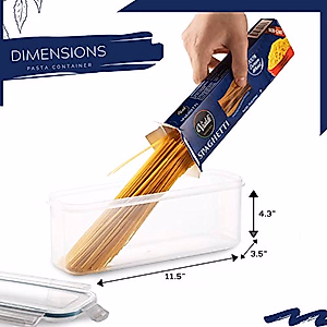 Komax Biokips Pasta Storage Containers w/Locking Lids (Set of 2) Airtight Food Storage Containers for Pantry - Pasta Containers for Organizing Pantry - Dishwasher Safe Canister Set (11.5 x 3.5 x 4.3)