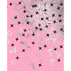 xo, Fetti Black + Silver Western Confetti - 200 pc | Rodeo Bachelorette Tablescape, Ranch Birthday Party Decoration, Cowgirl Table Decor, Cowboy Kids Party Supplies