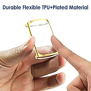 Simpeak 5-Pack Soft Screen Protector Bumper Case Compatible with Fitbit Charge 6 Charge 5 Smartwatch, Full Protection, Rose Pink/Clear/Silver/Black/Rose Gold