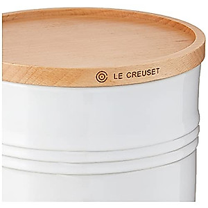 Le Creuset Stoneware Canister with Wood Lid, 1.5 qt. (5.5" diameter), White